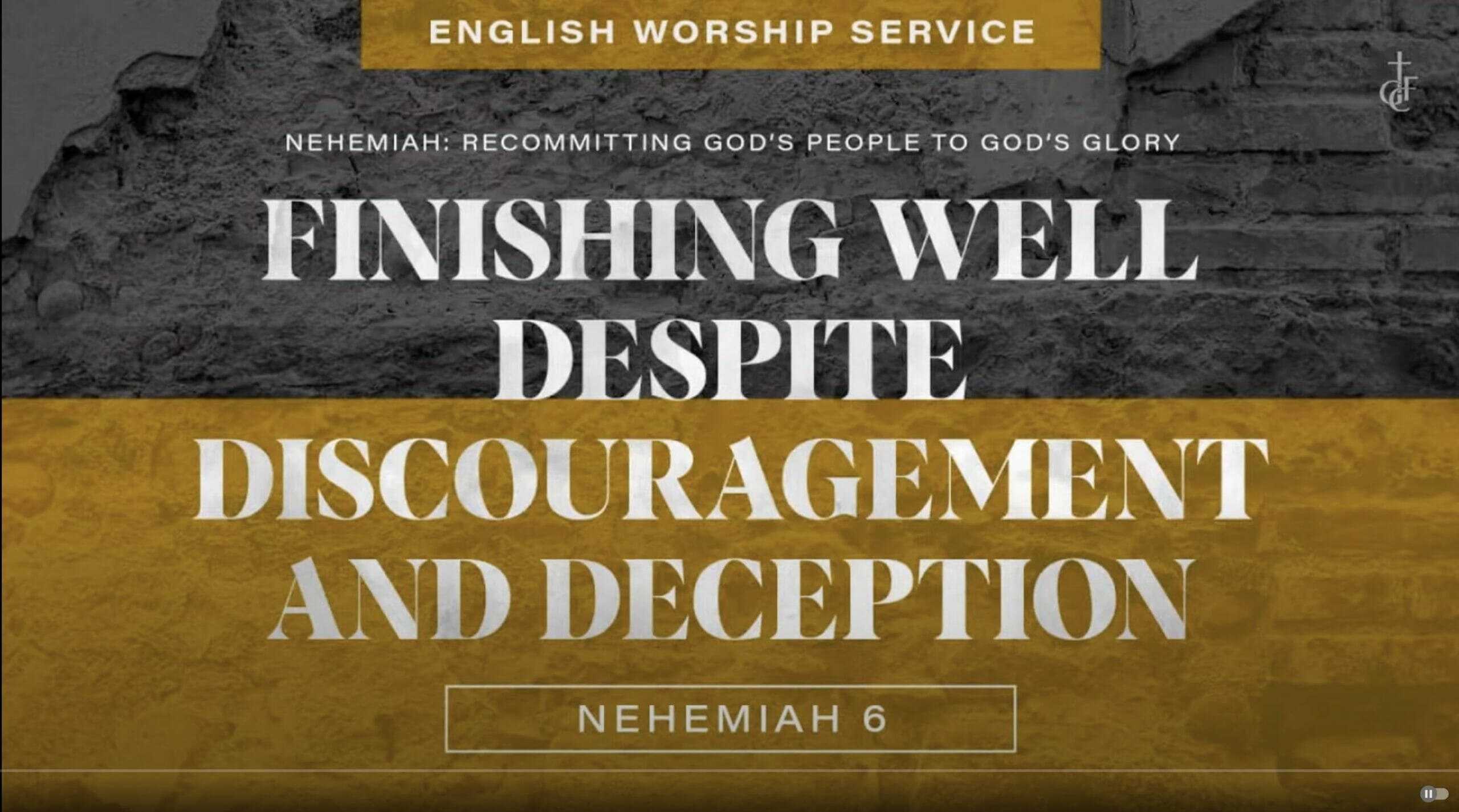 Finishing Well Despite Discouragement and Deception - Greenhills ...